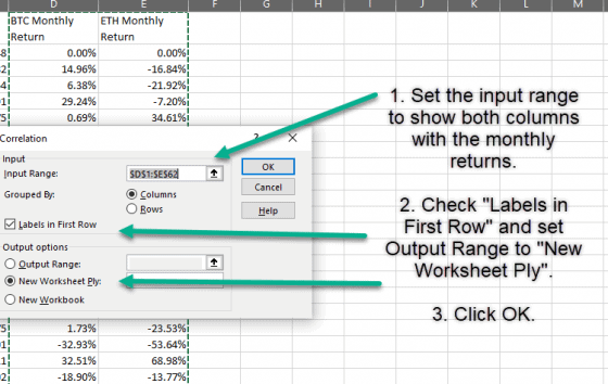 How to Create a Crypto Correlation Matrix in Excel - Stopsaving.com